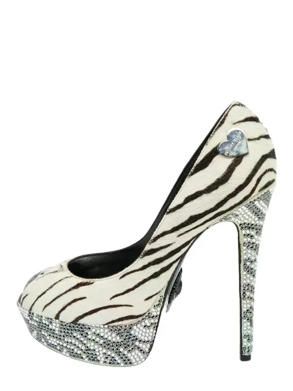 Philipp Plein Crystal Embellishment Platform Heeled Pumps - Neutrals
