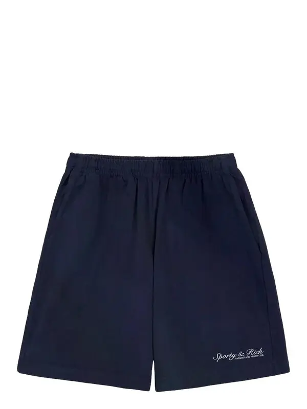 SPORTY & RICH Syracuse Embroidered-logo Shorts - Blue