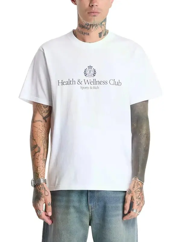 Sporty & Rich Logo Print Cotton T-shirt - White
