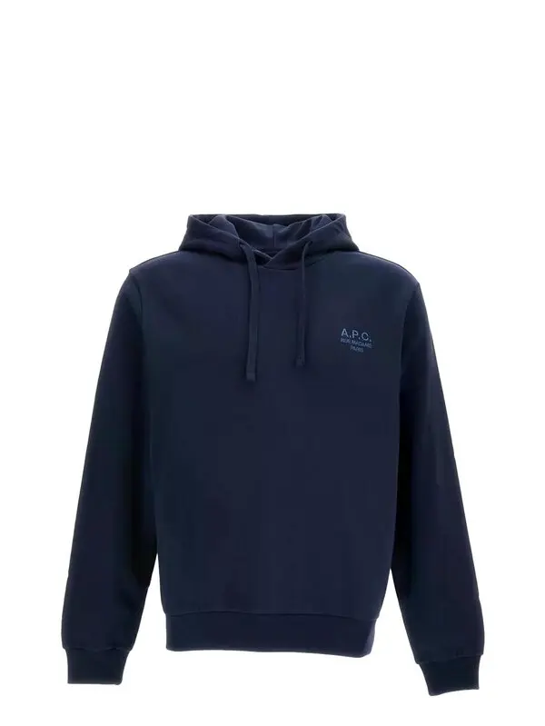 A.p.c. Logo-embroidered Drawstring Hoodie - Blue