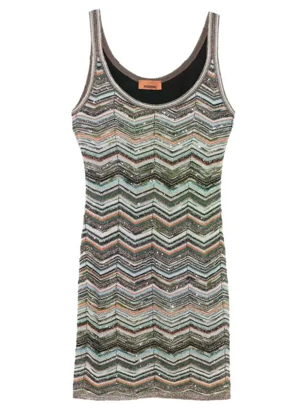 Missoni Zigzag Knit Mini Dress - Grey