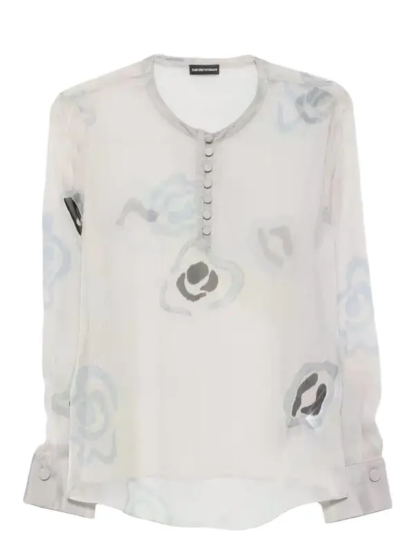 Emporio Armani Printed Silk Blouse - Grey