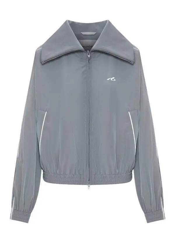 Balenciaga High Neck Technical Cotton Poplin Jacket With Reflective Trim - Multicolor