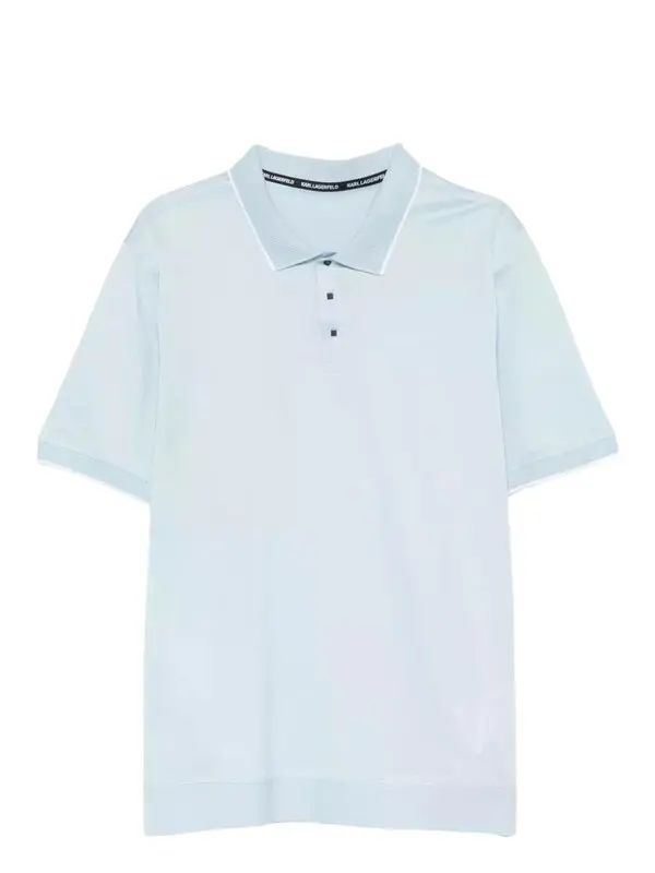 Karl Lagerfeld Logo-print Tipped-collar Polo Shirt - Blue