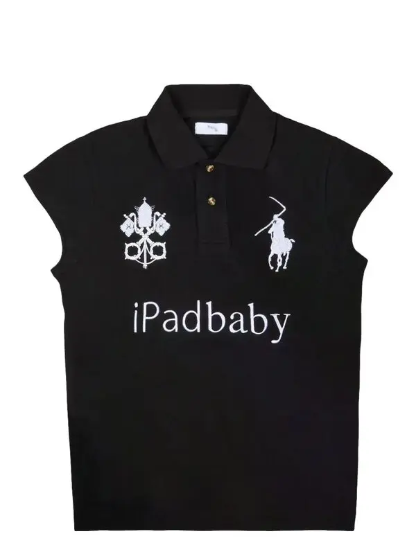 PRAYING Ipad Baby Sleeveless Polo Shirt - Black