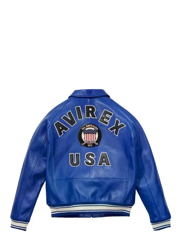 Our Legacy Logo-patch Leather Jacket - Blue