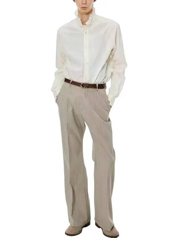 MASU Ruffled Zip-up Shirt - Neutrals