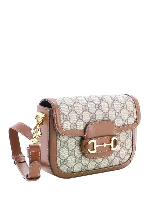 Gucci Horsebit 1955 Shoulder Bag In Gg Coated Canvas And Leather - Brown