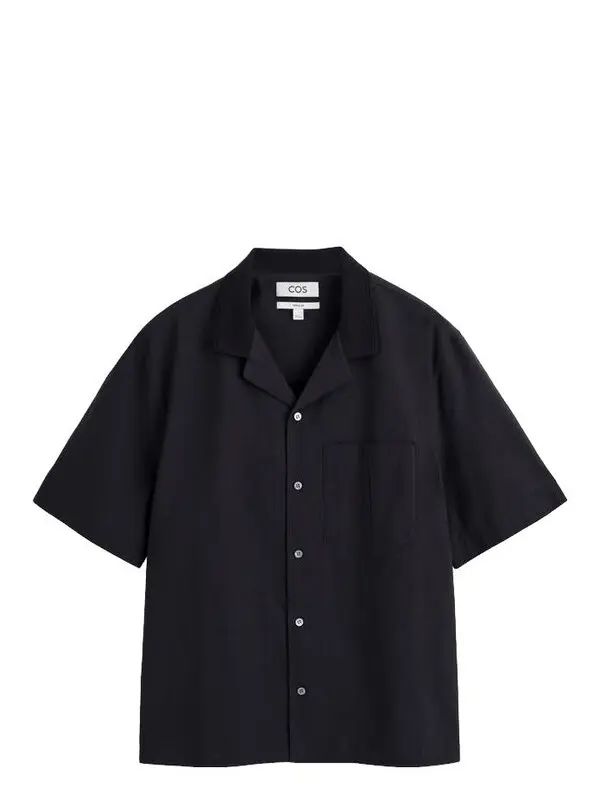 Cos Camp-collar Cotton Shirt - Black