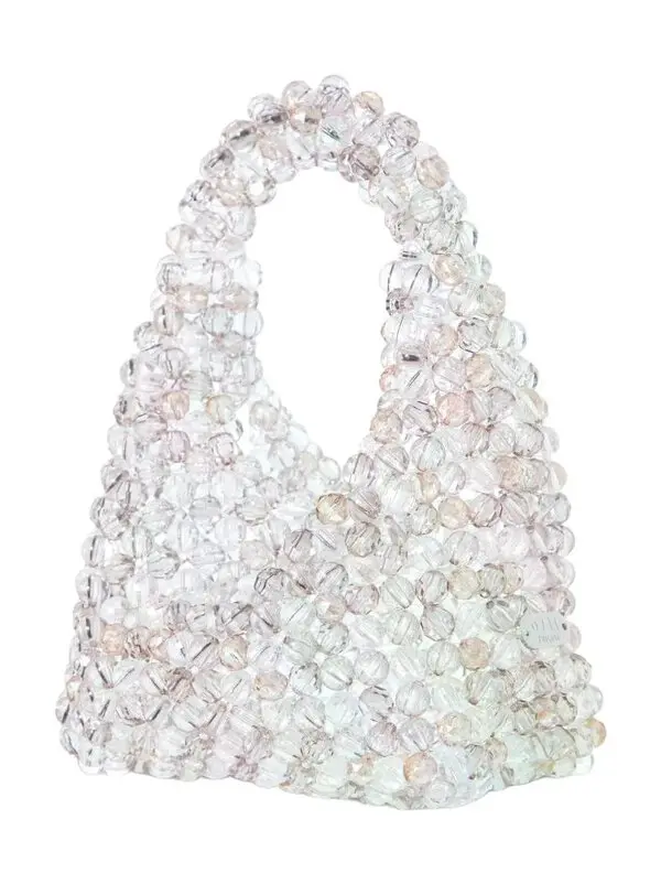 0711 TBILISI Jodie Beaded Tote Bag - White