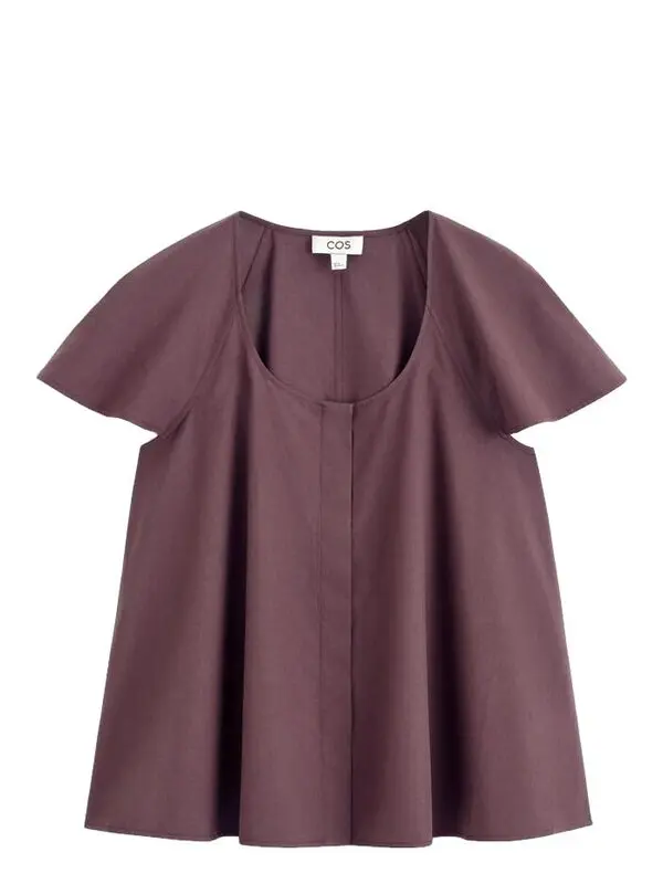 Cos Fluted-sleeve Cotton Blouse - Red