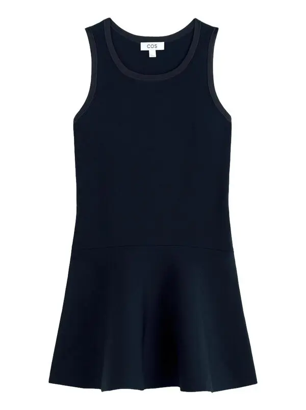 Cos Flared Knitted Mini Dress - Navy