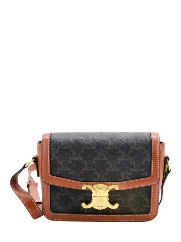 Celine Triomphe Coated Canvas Shoulder Bag - Black