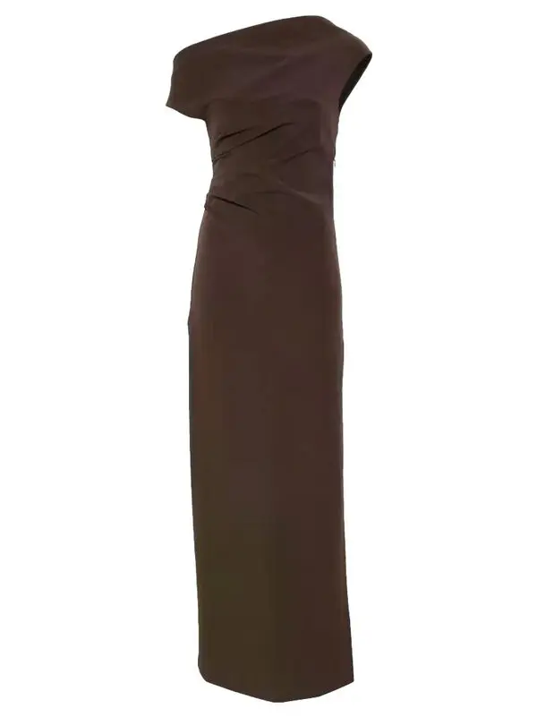 P.a.r.o.s.h One-shoulder Draped Maxi Dress - Brown