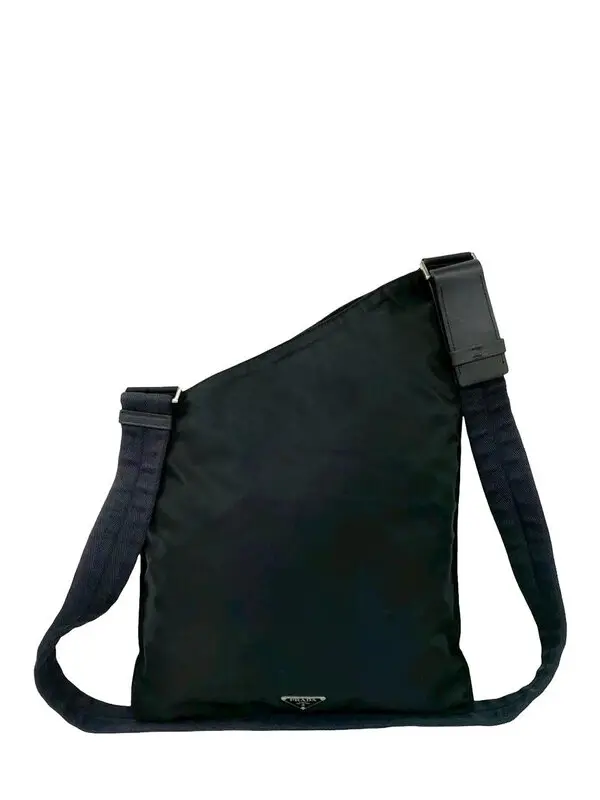 Prada Tessuto Asymmetrical Zip Top Crossbody Bag - Black