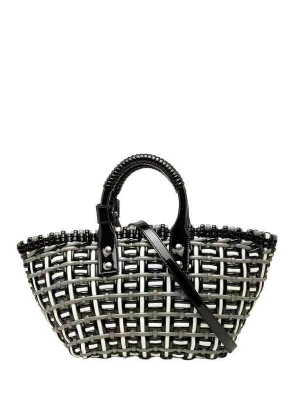 Balenciaga Faux Leather Bistro Basket Bag Xs Satchel - Grey