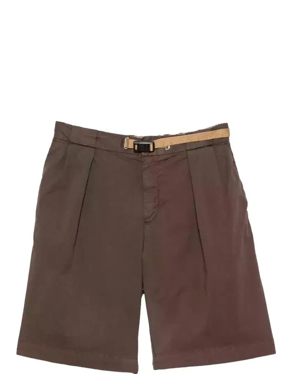 WHITE SAND Belted Pleated Shorts - Brown
