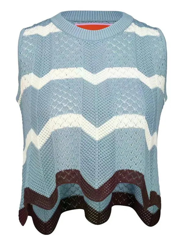 La DoubleJ Chevron Open-knit Top - Blue