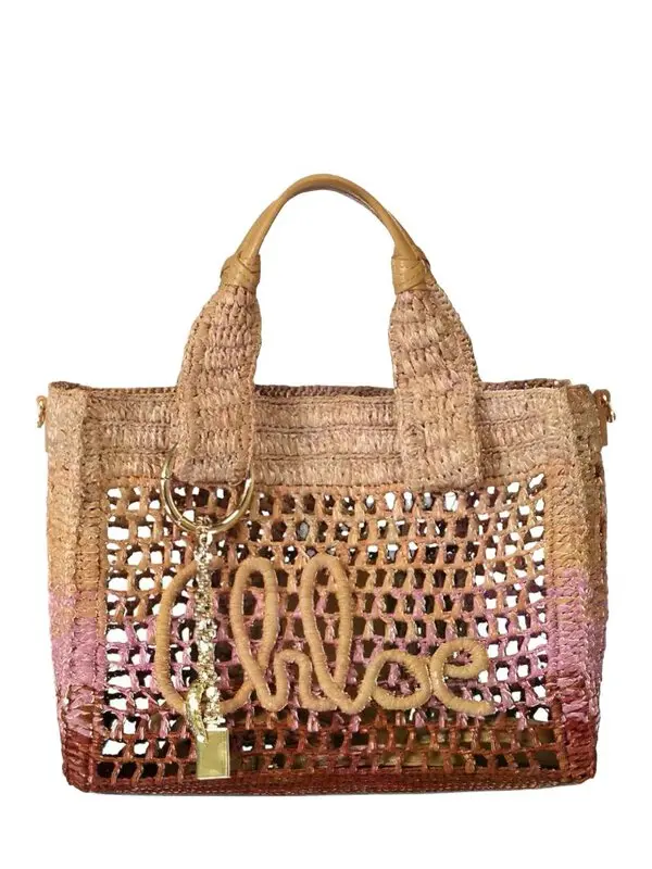 Chloé Raffia Banana Logo Patch Tote Bag - Brown