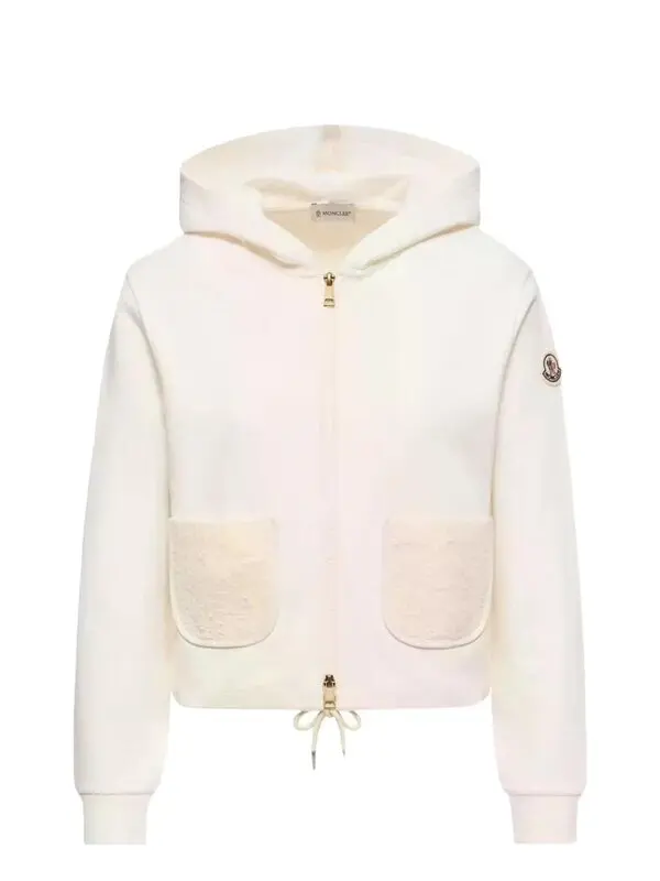 Moncler Logo Patch Zip-up Hoodie - Neutrals