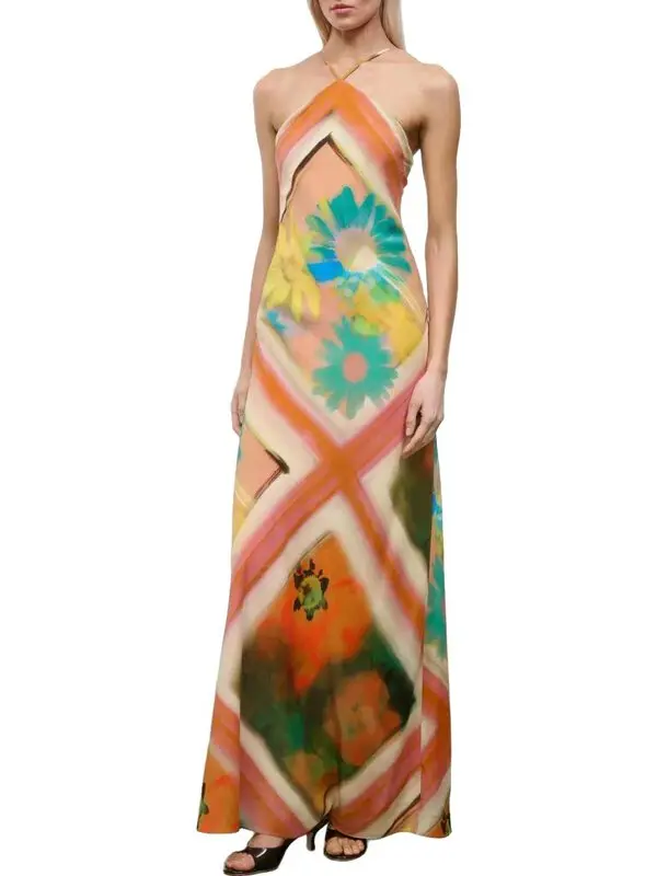 Staud Cubism" Floral-print Maxi Dress - Neutrals