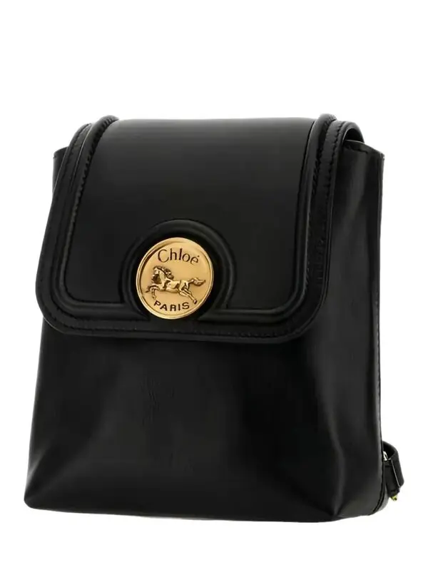 Chloé Horse Medal Foldover Backpack - Black