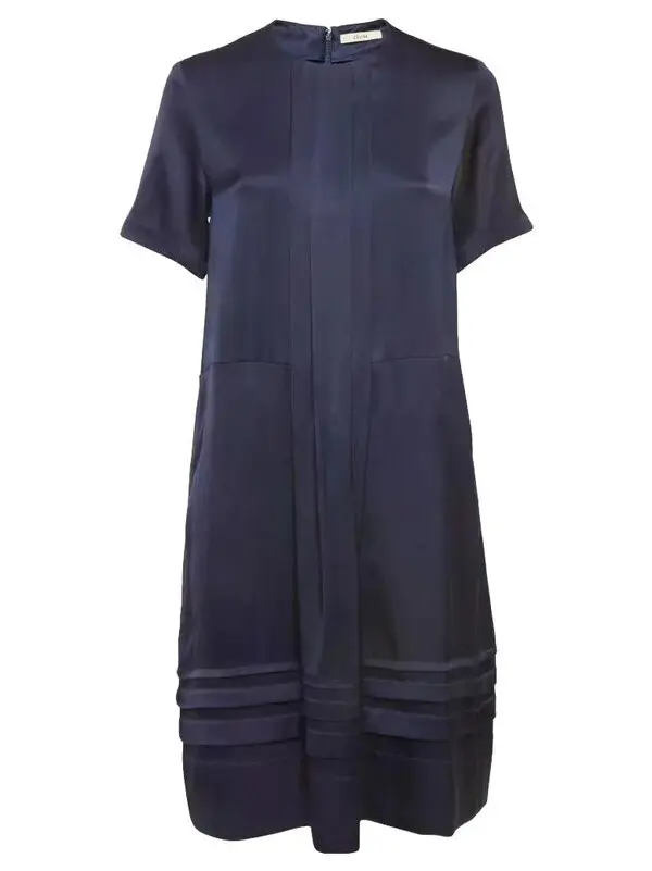 Celine Pleated Satin Midi Dress - Blue