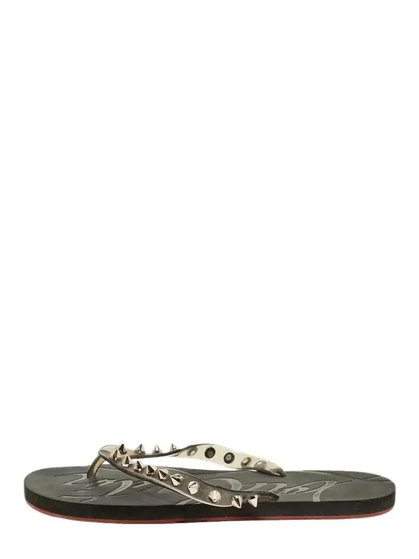 CHRISTIAN LOUBOUTIN Loubi Flip Embellished Flip Flops - Grey