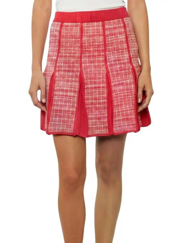 Elisabetta Franchi Lurex Knit Paneled Mini Skirt - Red