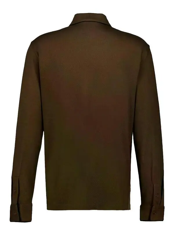 TOM FORD Contrast-piping Long-sleeve Polo Shirt - Brown