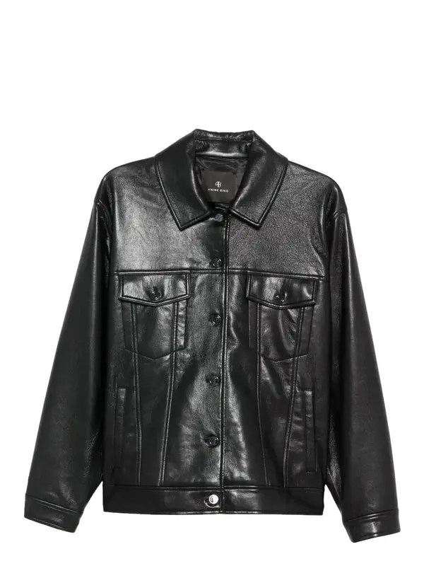 ANINE BING Leather Buttoned Jacket - Black