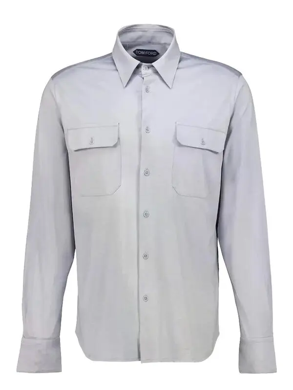 TOM FORD Button-up Chest-pocket Shirt - Grey