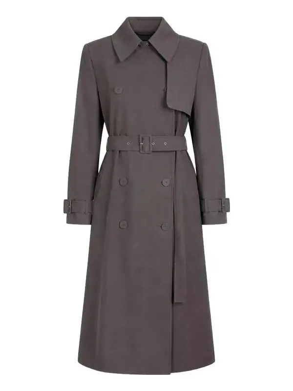 THE SEI Belted Double-breasted Trench Coat - Grey