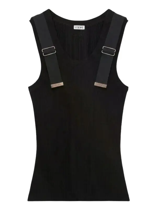 Loewe Ribbed Tank Top With Buckle Detail - Black