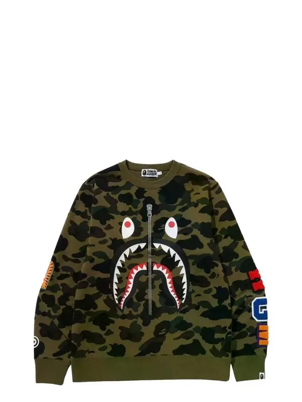 A BATHING APE 1st Camo Shark Sweatshirt - Green