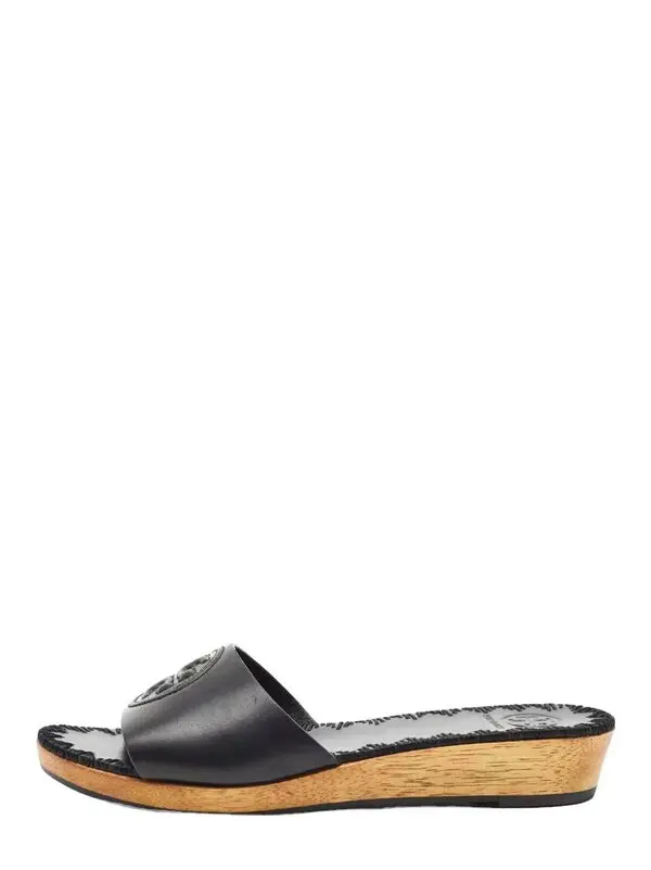 Tory Burch Patty Logo Wedge Sandals - Black