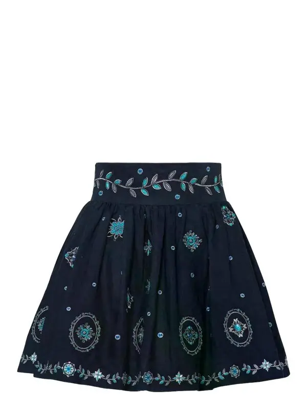 Agua Bendita Nori Floral Mini Skirt - Blue