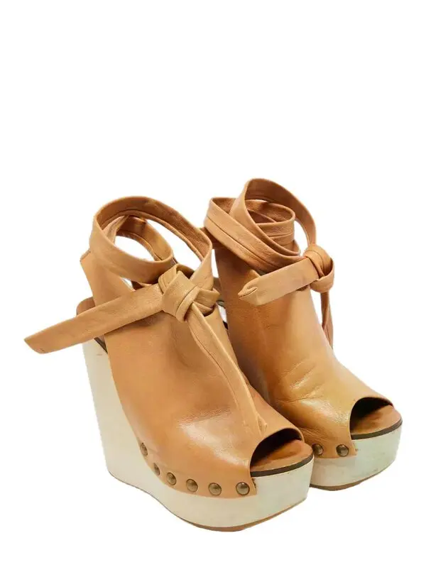 Chloé Tie-fastening Wedge Sandals - Neutrals