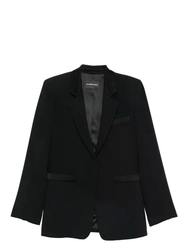 Emporio Armani Single-breasted Blazer With Satin Trim - Black