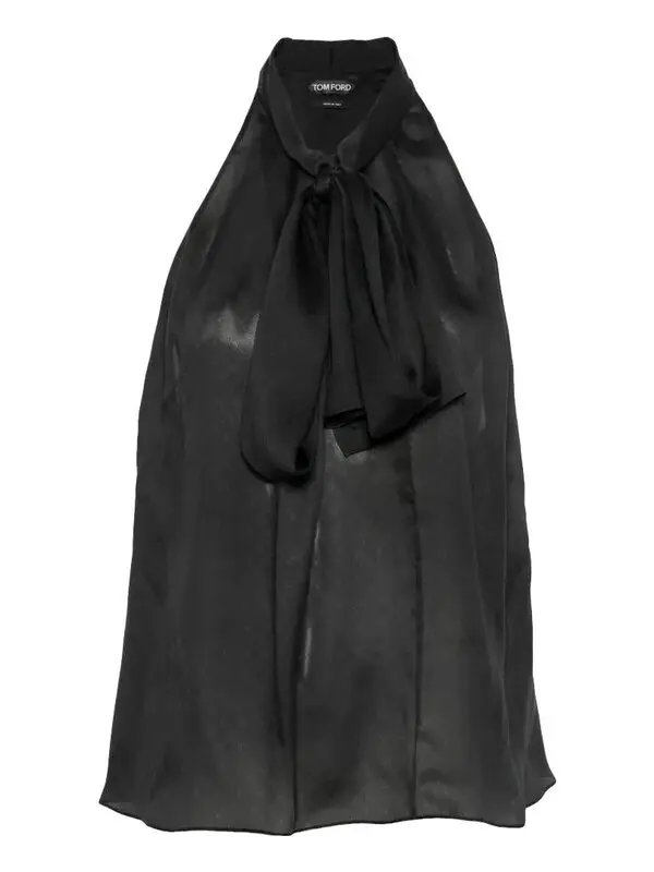 TOM FORD Jacquard Halterneck Top - Black