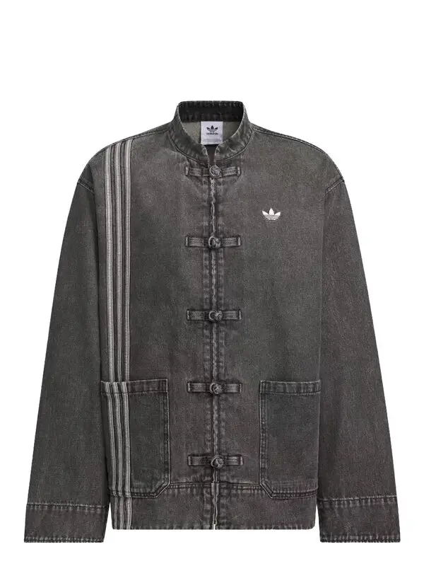 Adidas Frog-fastening Denim Jacket - Grey