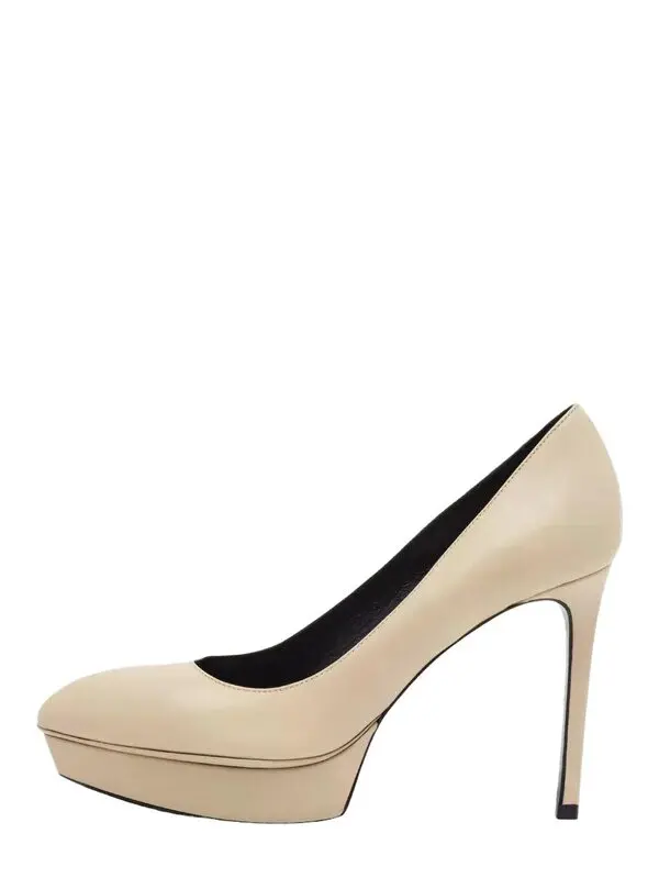 Saint Laurent Janis Leather Heeled Pumps - Neutrals