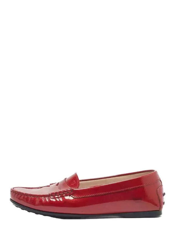 TOD'S Patent Leather Penny Loafers - Red
