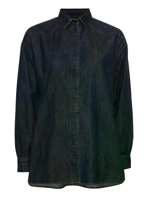 TU ES MON TRESOR Oversized Denim Shirt - Blue