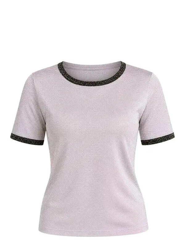 ROBERTO COLLINA Glitter Trim Short Sleeve T-shirt - Grey