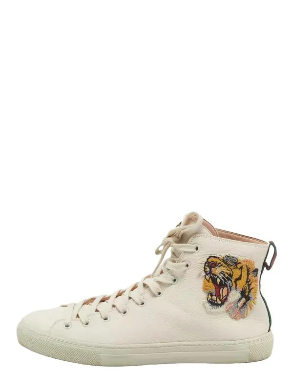 Gucci Tiger Embroidered High-top Sneakers - Neutrals