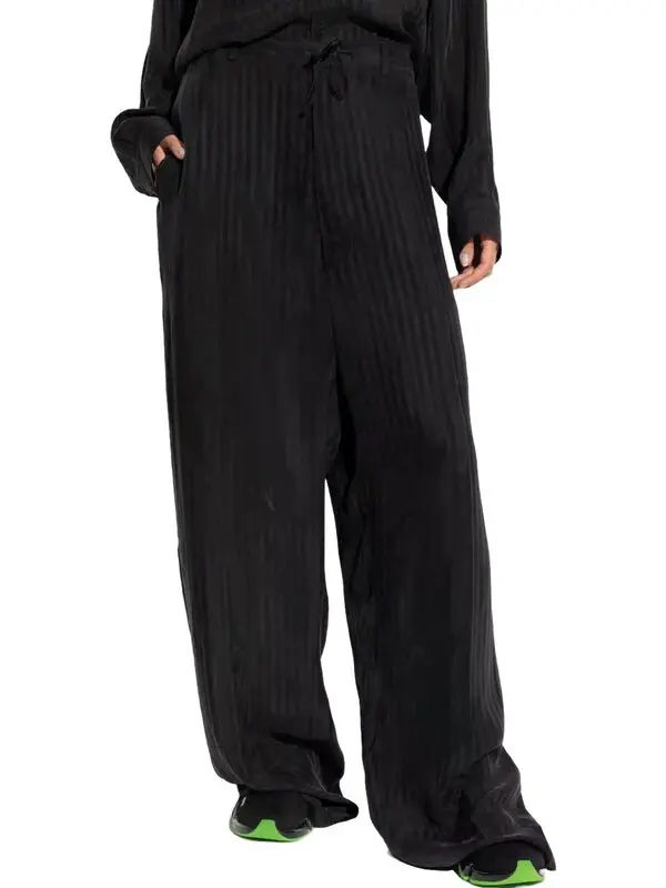 Balenciaga Striped Drawstring Trousers - Black