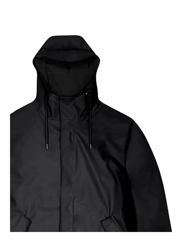Rains Fishtail Hem Drawstring Hood Parka - Black