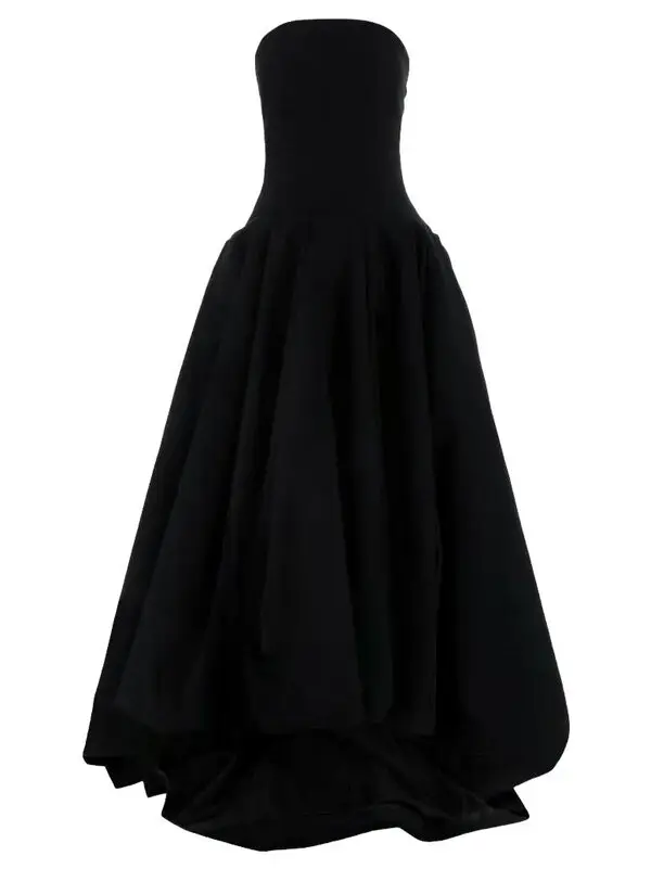 Balenciaga Strapless Pleated Maxi Dress - Black