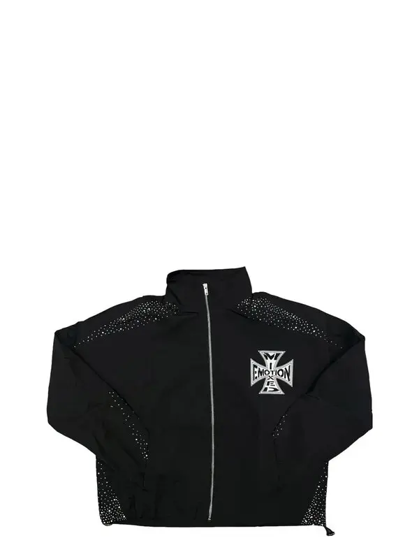 Mixed Emotion Crystal-embellished Zip-up Jacket - Black